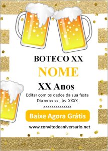 Convite Boteco para editar grátis [Digital]
