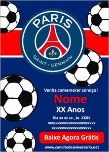 Convite PARIS SAINT GERMAIN para editar grátis [Digital]
