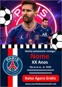 Convite PARIS SAINT GERMAIN para editar grátis [Digital]