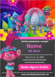 Convite TROLLS para editar grátis [Digital]