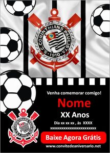 Convite CORINTHIANS para editar grátis [Digital]
