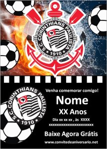 Convite CORINTHIANS para editar grátis [Digital]
